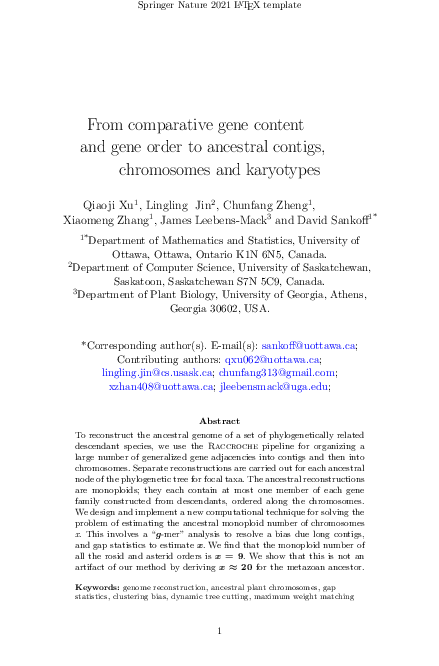 (PDF) From comparative gene content and gene order to ancestral contigs ...