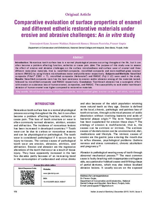 (PDF) Comparative evaluation of surface properties of enamel and different esthetic restorative ...