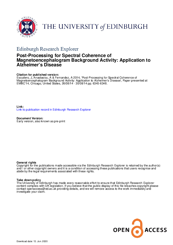 (PDF) Post-processing for spectral coherence of magnetoencephalogram ...