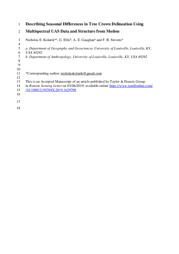 (PDF) Describing seasonal differences in tree crown delineation using multispectral UAS data and ...