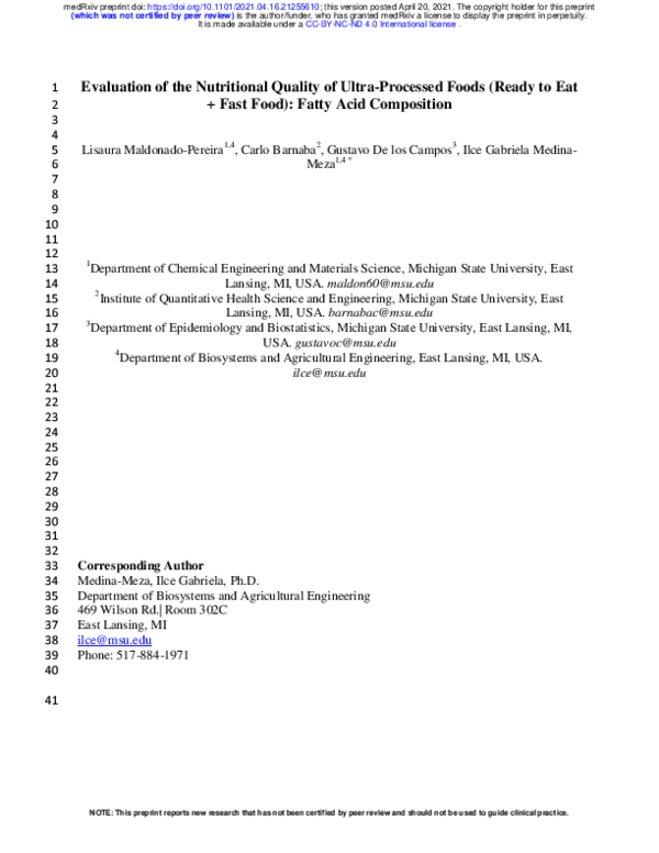 (PDF) Evaluation of the Nutritional Quality of Ultra-Processed Foods ...
