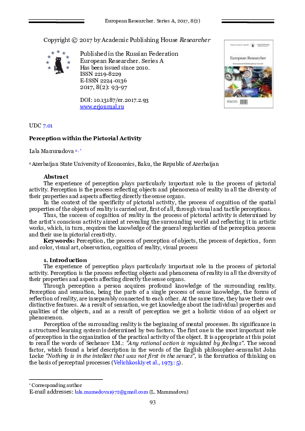 (PDF) Perception within the Pictorial Activity