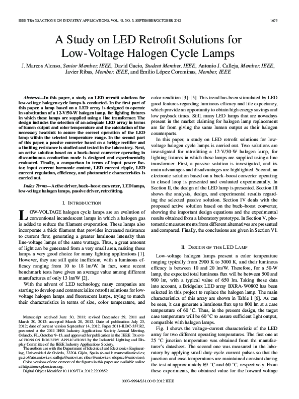 (PDF) A Study on LED Retrofit Solutions for Low-Voltage Halogen Cycle Lamps