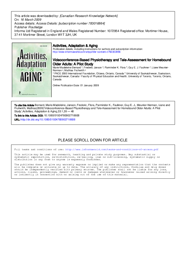 (PDF) Videoconference-Based Physiotherapy and Tele-Assessment for ...