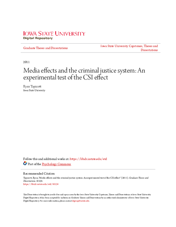 (PDF) Media effects and the criminal justice system: An experimental ...
