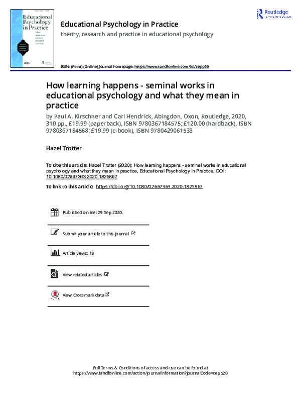 (PDF) How learning happens - seminal works in educational psychology ...