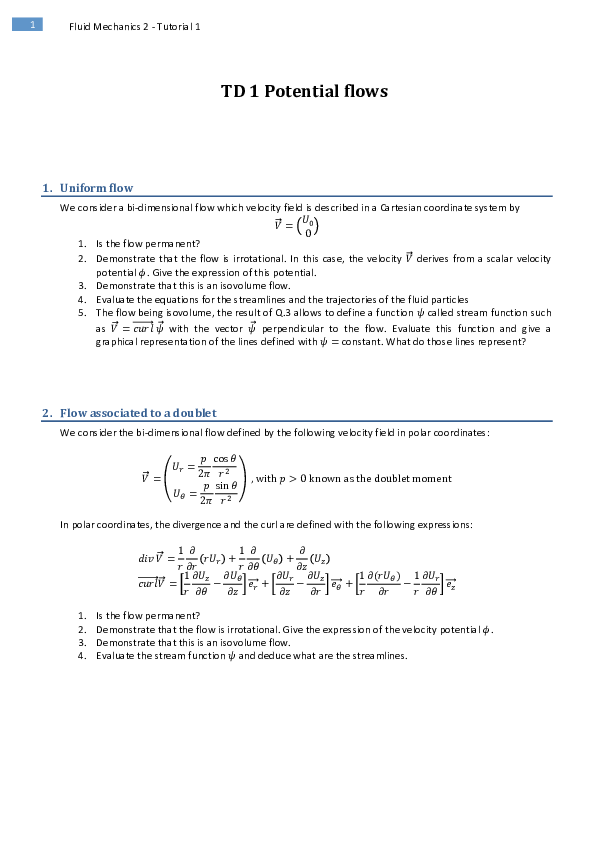 (PDF) Fluid Mechanics 2 -Tutorial 1 | Ibrahim Al Jabberi - Academia.edu