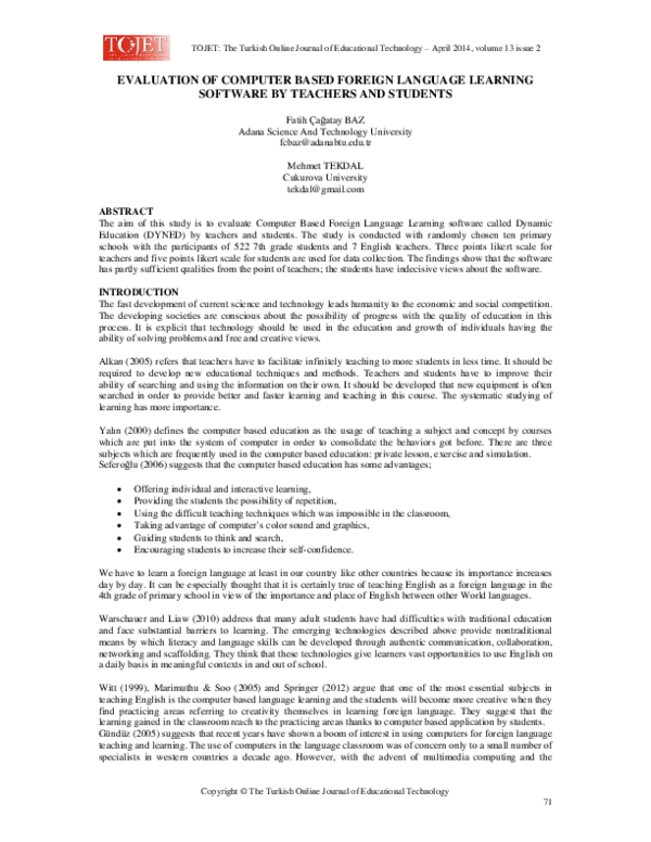 (PDF) Evaluating DYNED Software in Language Learning