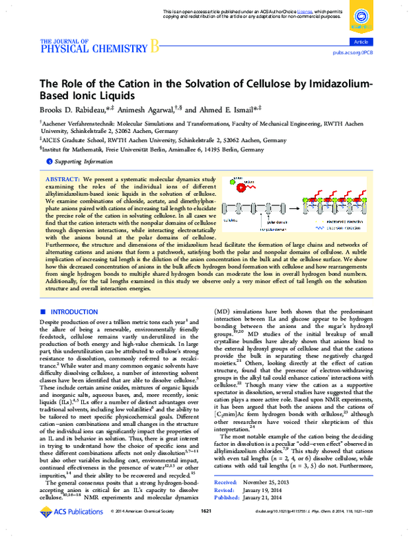 (PDF) The Role of the Cation in the Solvation of Cellulose by Imidazolium-Based Ionic Liquids