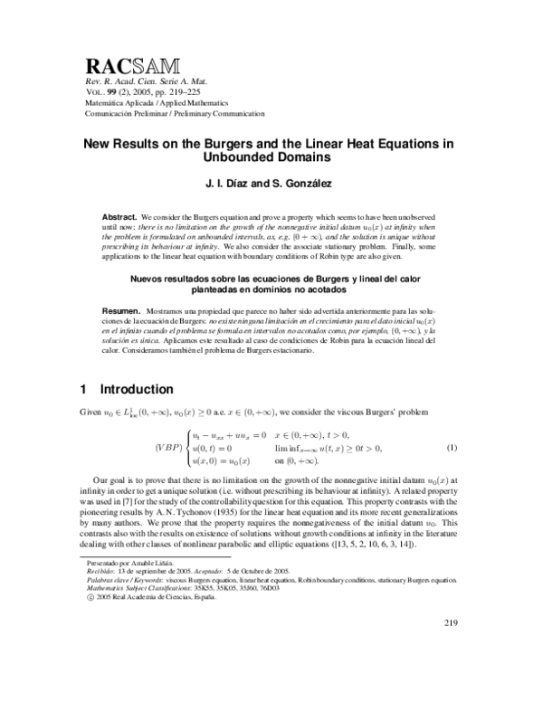 (PDF) New Results on the Burgers and the Linear Heat Equations