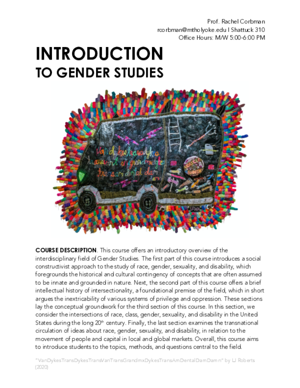 (PDF) Intro to Gender Studies