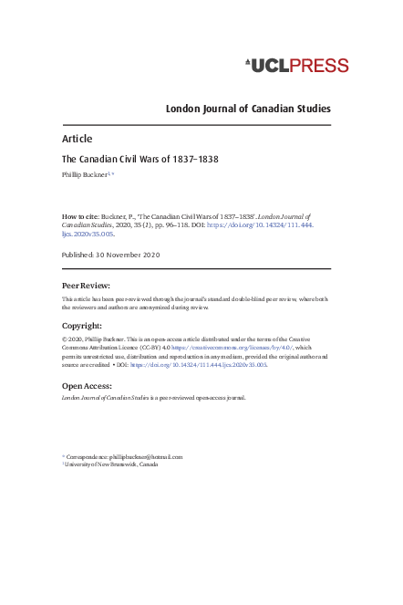 (PDF) The Canadian Civil Wars of 1837–1838