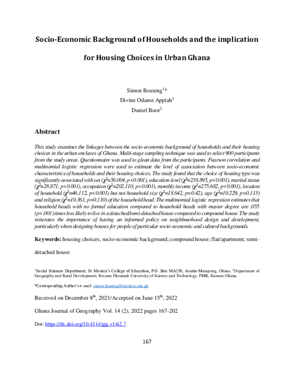 (PDF) Socio-Economic Background of Households and the implication for ...