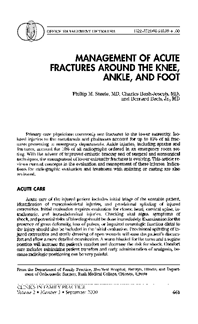 (PDF) Management of Acute Fractures Around the Knee, Ankle, and Foot