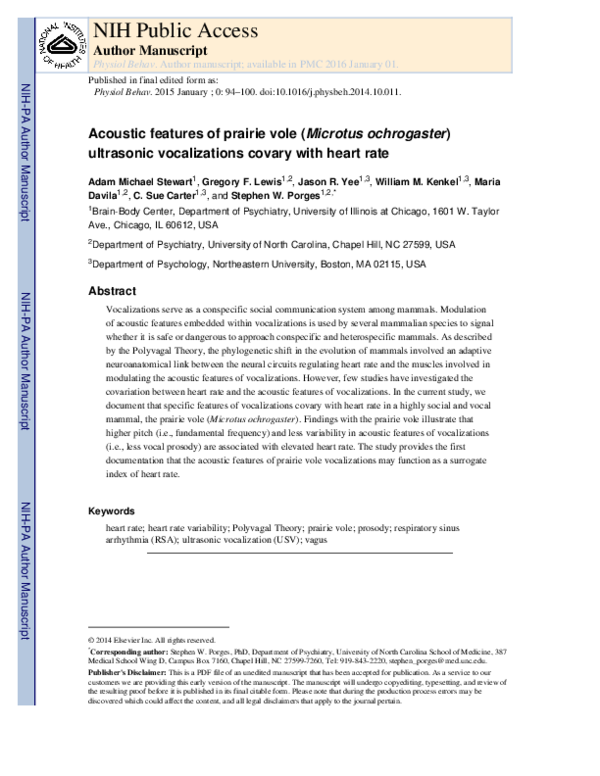 (PDF) Acoustic features of prairie vole (Microtus ochrogaster ...