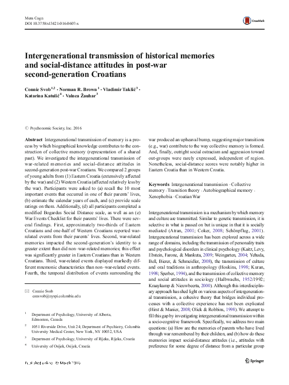 (PDF) Intergenerational Transmission of Historical Trauma Among Vietnamese Americans