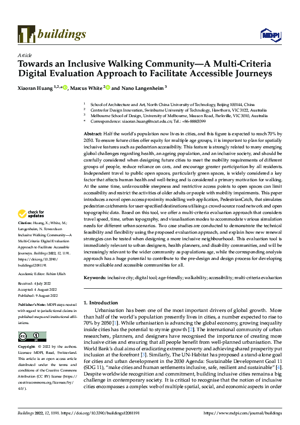 (PDF) Towards an Inclusive Walking Community—A Multi-Criteria Digital Evaluation Approach to ...