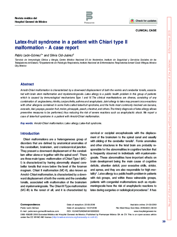 (PDF) Latex-fruit syndrome in a patient with Chiari type II ...
