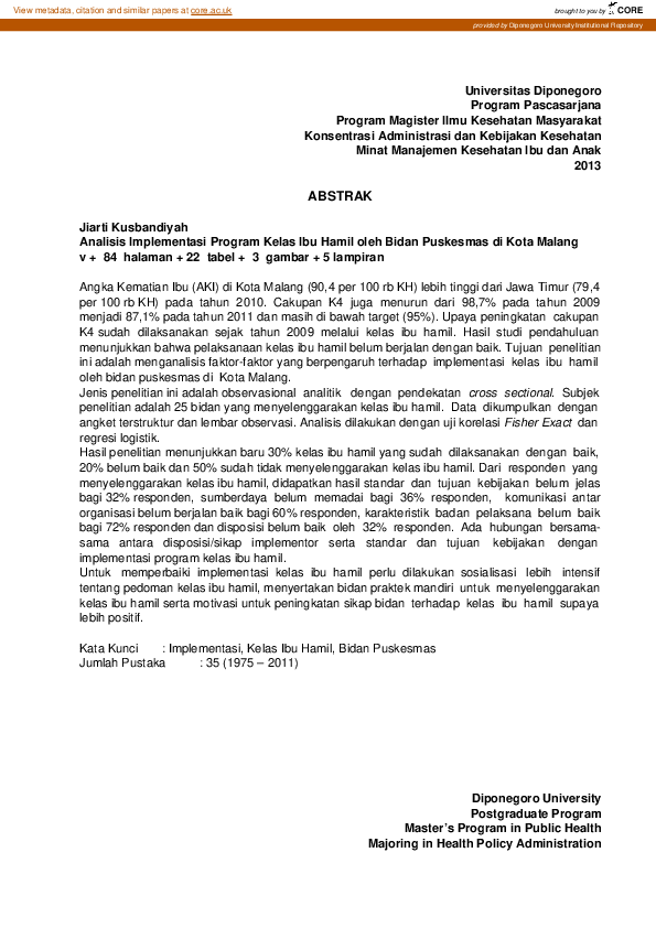 (PDF) Analisis Implementasi Program KB Pasca Persalinan Jampersal oleh ...