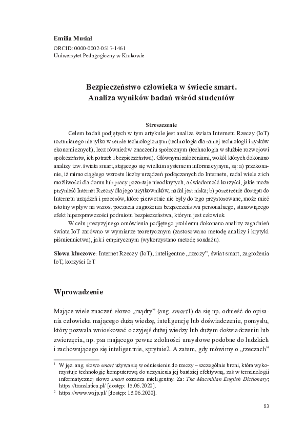 (PDF) Bezpieczeństwo człowieka w świecie smart. Analiza wyników badań ...
