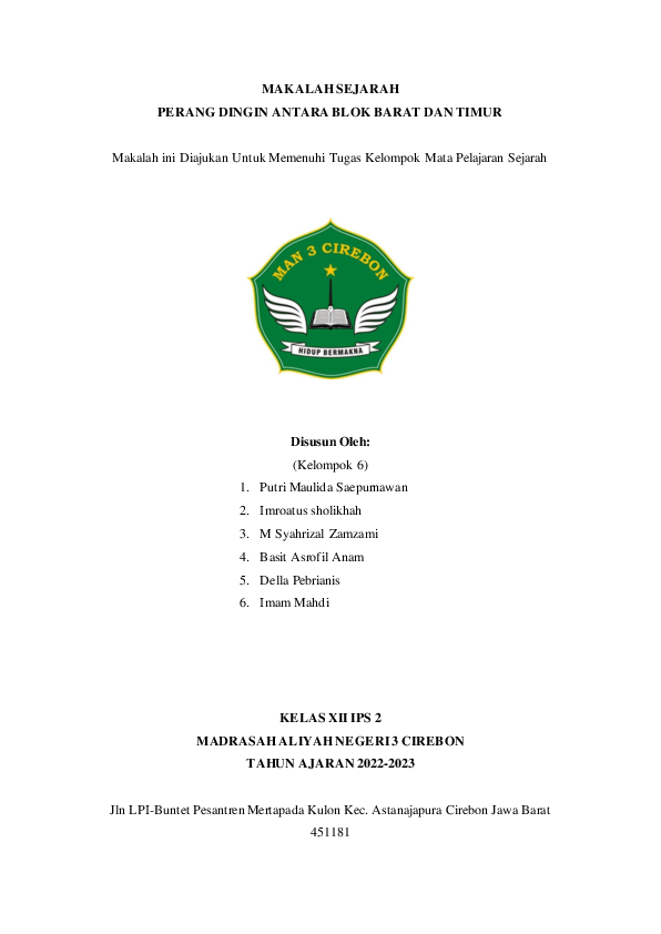 (PDF) PERANG DINGIN ANTARA BLOK BARAT DAN TIMUR