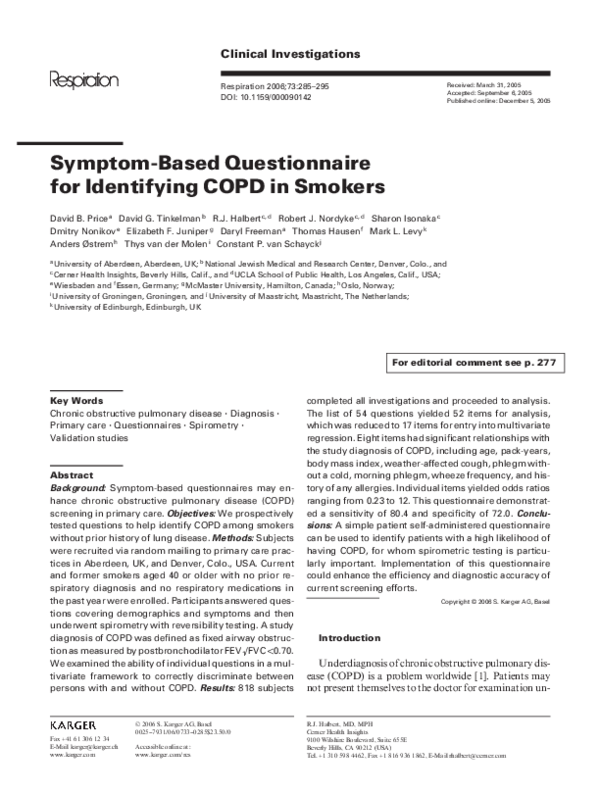 (PDF) Symptom-Based Questionnaire for Identifying COPD in Smokers