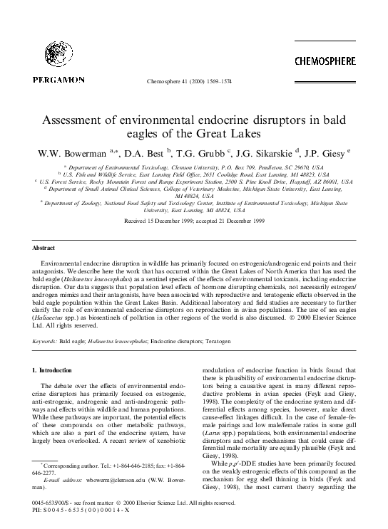 (PDF) Assessment of environmental endocrine disruptors in bald eagles ...