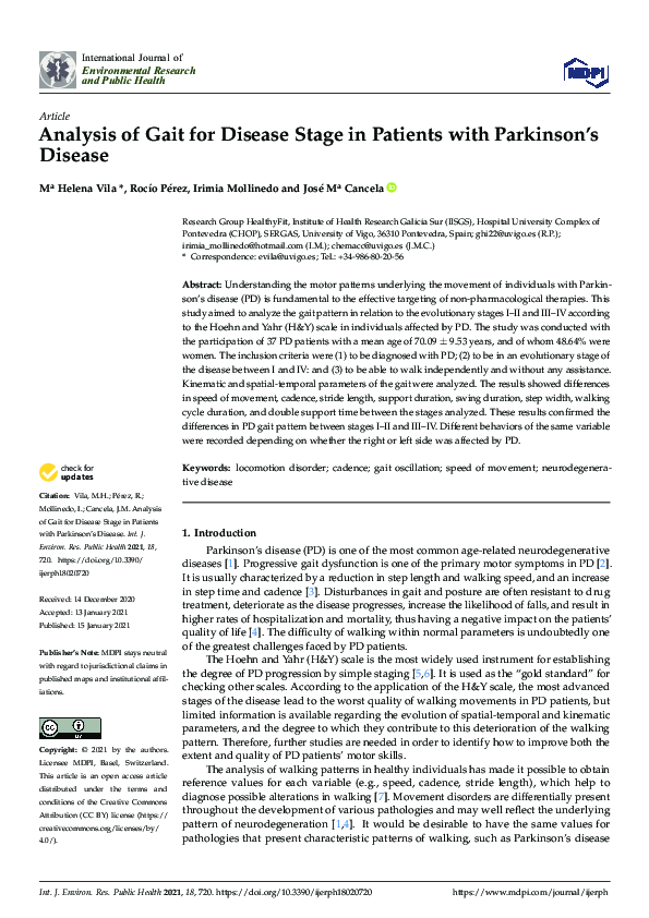 (PDF) Analysis for Disease Stages of Gait in Patients with Parkinson´s ...