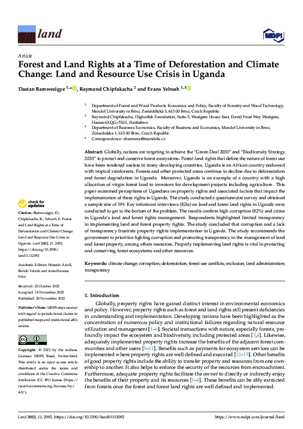 (PDF) Forest and Land Rights at a Time of Deforestation and Climate ...