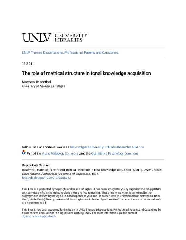 (PDF) The role of metrical structure in tonal knowledge acquisition