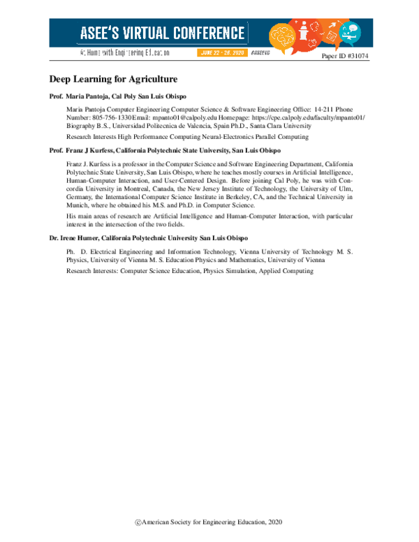 (PDF) Deep Learning for Agriculture