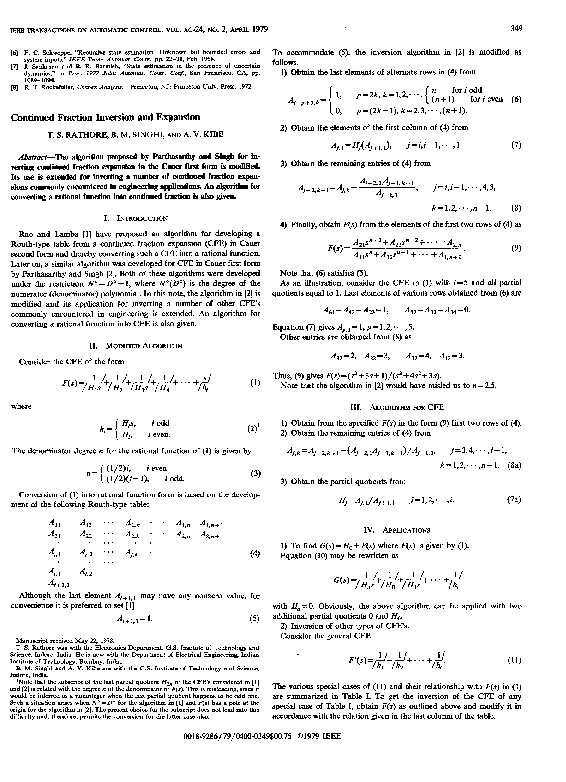 (PDF) Continued fraction inversion and expansion