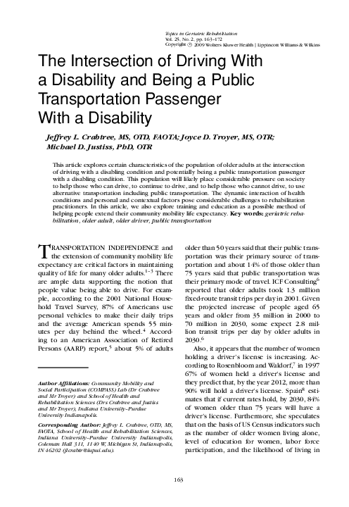 (PDF) The Intersection of Driving With a Disability and Being a Public ...