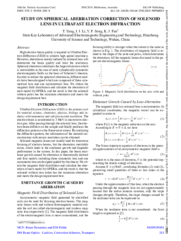 (PDF) Study on Spherical Aberration Correction of Solenoid Lens in Ultrafast Electron Diffraction