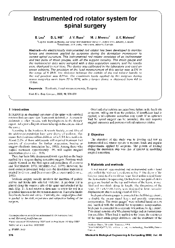 (PDF) Instrumented rod rotator system for spinal surgery