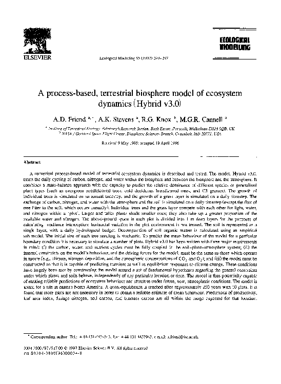 (PDF) A process-based, terrestrial biosphere model of ecosystem ...