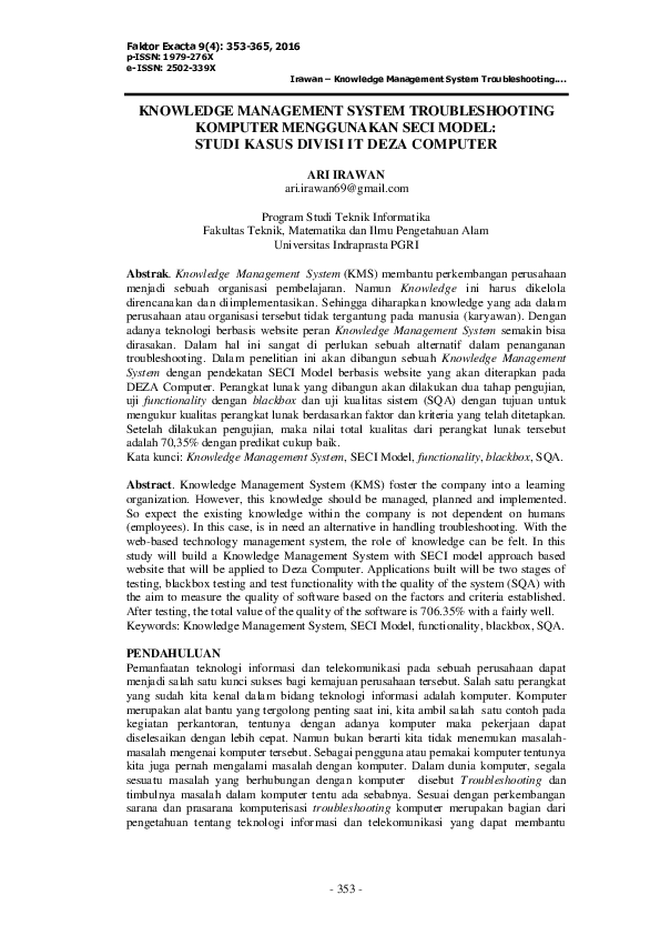 (PDF) Knowledge Management System Troubleshooting Komputer Menggunakan Seci Model: Studi Kasus ...