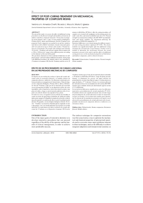 (PDF) Effect of post-curing treatment on mechanical properties of composite resins