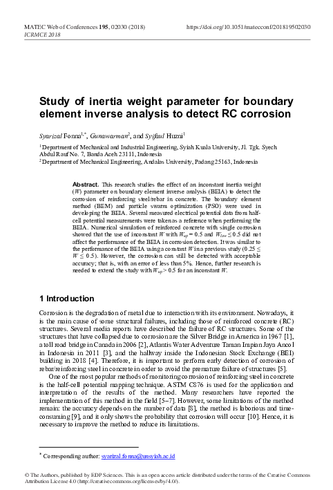 (PDF) Study of inertia weight parameter for boundary element inverse ...