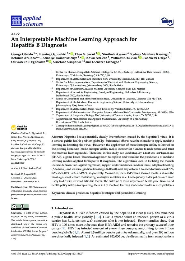 (PDF) An Interpretable Machine Learning Approach for Hepatitis B Diagnosis | Oluwaseun Francis ...
