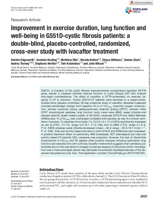 (PDF) Improvement in exercise duration, lung function and well-being in ...