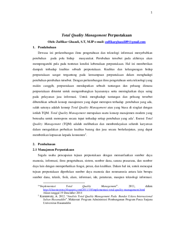 (PDF) Total Quality Management Perpustakaan