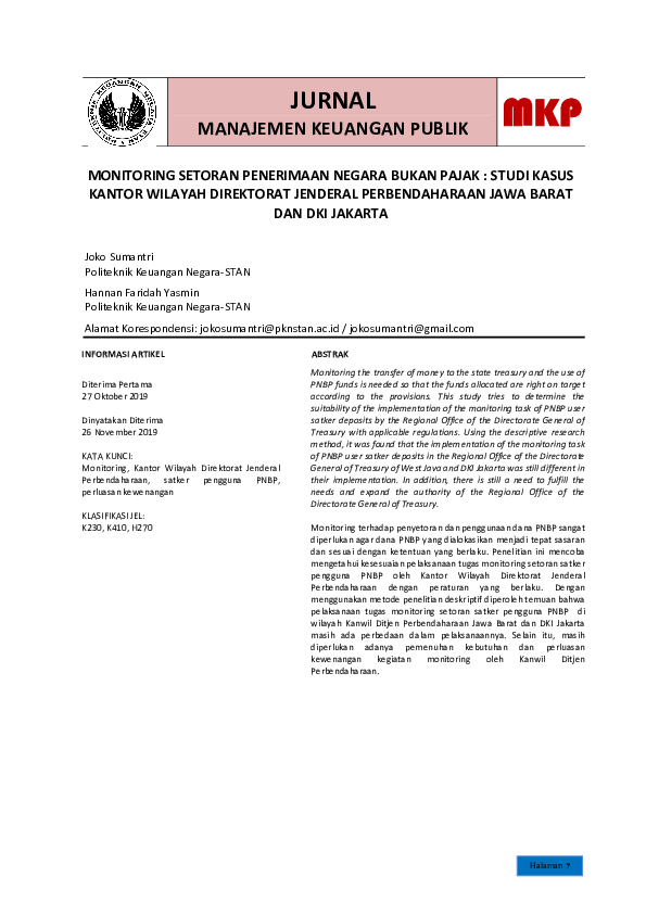 (PDF) Monitoring Setoran Satker Pengguna Dana Penerimaan Negara Bukan ...