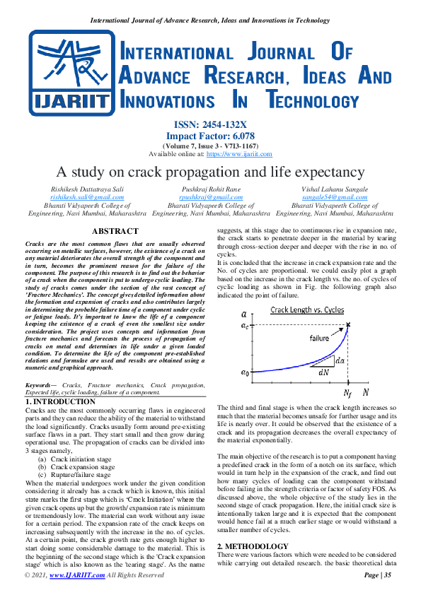 (PDF) A study on crack propagation and life expectancy