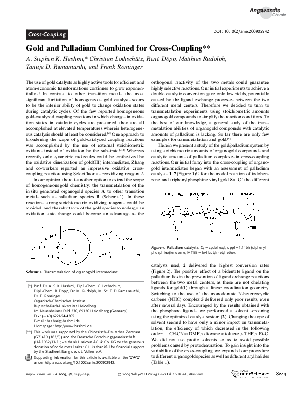 (PDF) Gold and Palladium Combined for Cross-Coupling