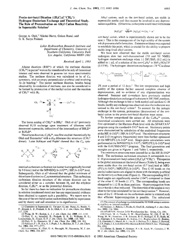 (PDF) Chemistry in superacids. 13. Protio-tert-butyl dication ((H3C)2C ...