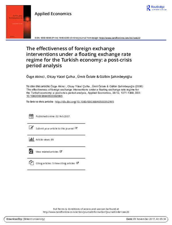 (PDF) The effectiveness of foreign exchange interventions under a ...