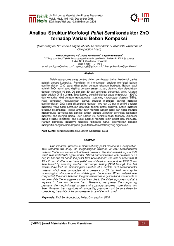 (PDF) Analisa Struktur Morfologi Pellet Semikonduktor ZnO terhadap ...