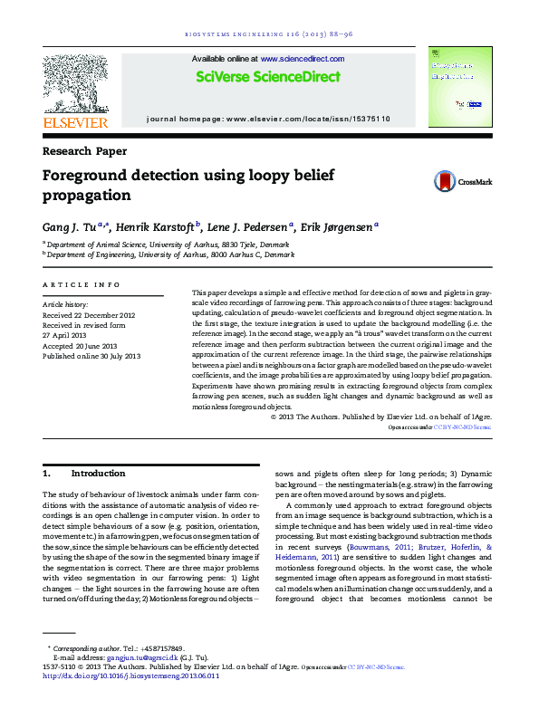 Pdf Foreground Detection Using Loopy Belief Propagation Lene Pedersen