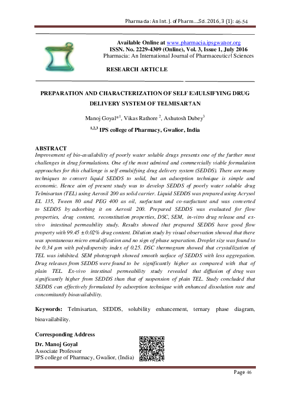 (PDF) Preparation and Characterization of Self Emulsifying Drug ...